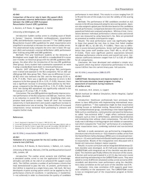 Pdf Validation Of A Scoring System For The Als Cardiac Arrest Scenario Test Castest