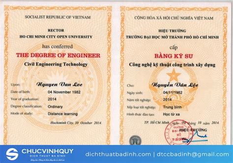 Địa Chỉ Dịch Bằng Tốt Nghiệp đại Học Sang Tiếng Anh Uy Tín Tại Hà Nội