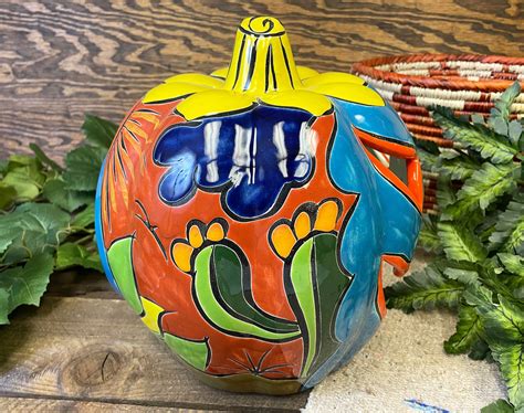 Mexican Talavera Jack Olantern Pumpkin 33bc639 Mission Del Rey