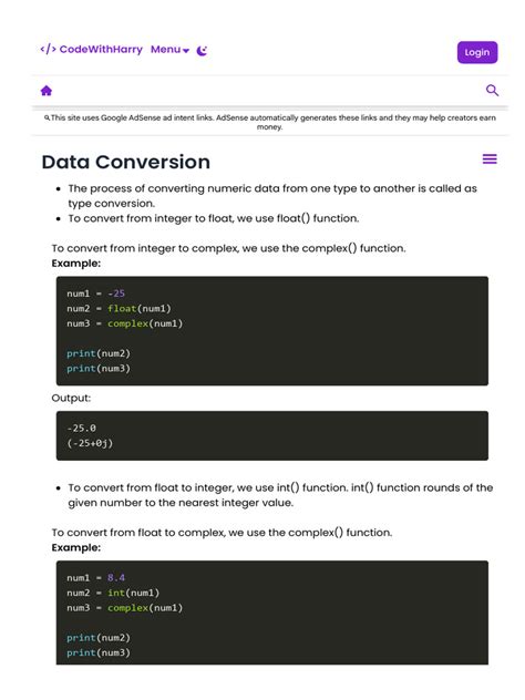 Data Type Conversion In Python Pdf