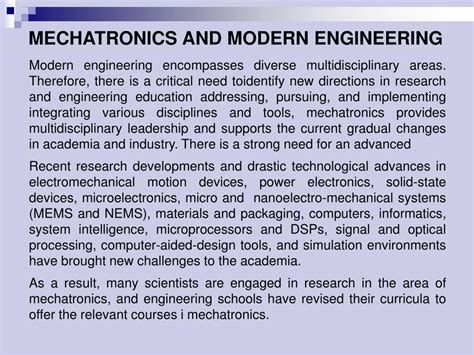 PPT MECHATRONICS PowerPoint Presentation Free Download ID