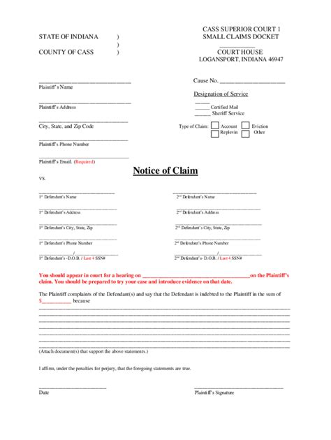 2021 2023 Form In Notice Of Claim Cass County Fill Online Printable Form Example Download