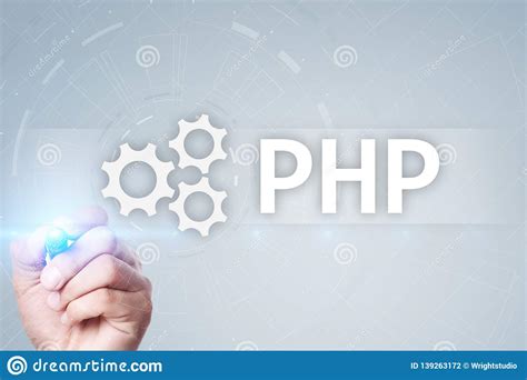 PHP Web Development Concept On Virtual Screen Stock Photo Image Of Code Coding