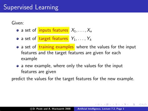 [ppt] supervised learning given a set of inputs features x 1