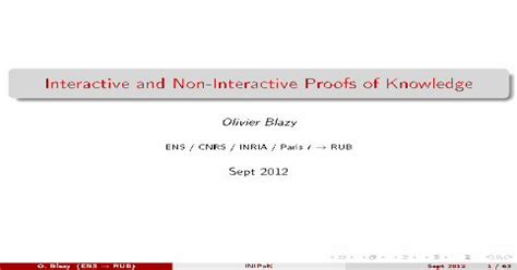 Pdf Interactive And Non Interactive Proofs Of Knowledgezero Knowledge Proof Systems