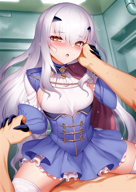 Rule 34 1girls Bangs Black Gloves Blue Dress Blush Breasts Brown Eyes