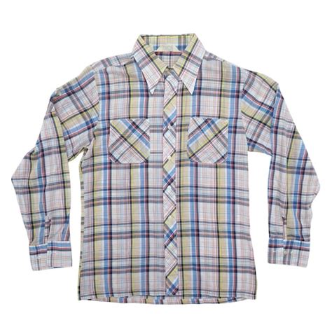 Vintage 70s Levis Big E Plaid Western Shirt Mens L Gem