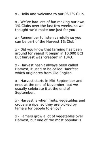 1 Harvest Mini Assembly Teaching Resources
