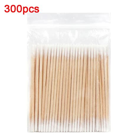 더블 헤드 코튼 면봉 여성용 메이크업 코튼 버드 팁 의료용 목재 스틱 코 귀 청소 건강 관리 도구 100 개 300 개 7cm