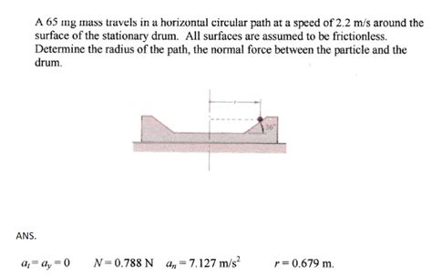 Solved A 65mg ﻿mass Travels In A Horizontal Circular Path At