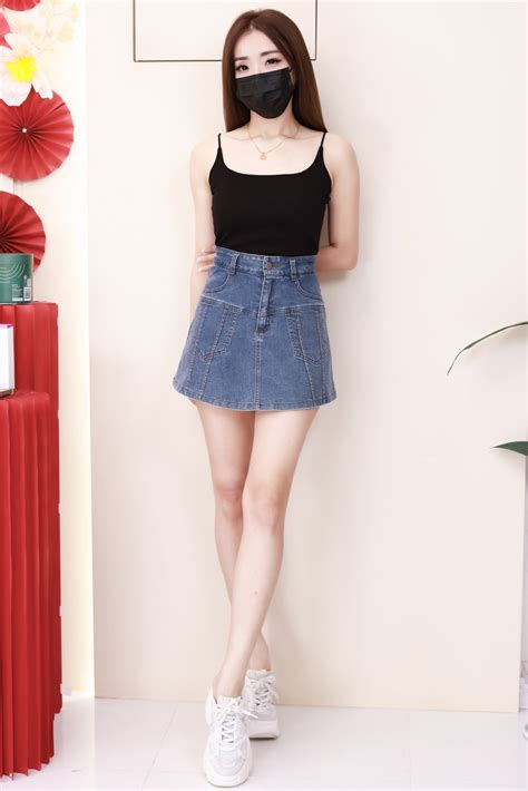 【s3524】独家爆款高品质牛仔cotton Jeans简约显瘦显腿长百搭牛仔高腰裤裙，有口袋 ️ ️【b R3 C1】 Laddy