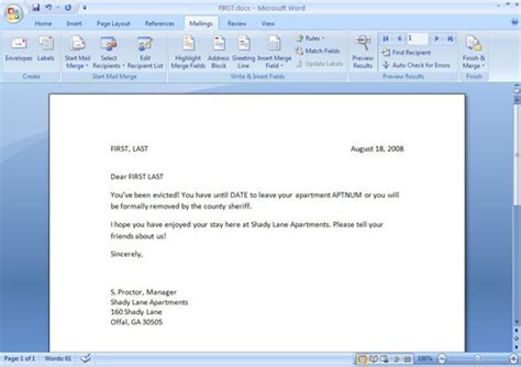 Word 2007 Mail Merge Step 2 Assigning Fields Dummies