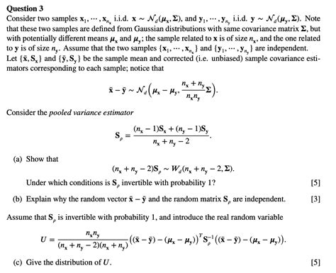 Question 3 Consider two samples x₁ Xnx i i d x Chegg com
