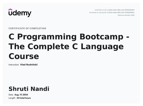 Happy To Share My C Programming Certification From Udemy Shruti Nandi