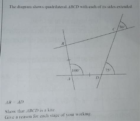 Solved The Diagram Shows Quadrilateral Abcd With Each Of Its Sides Extended Ar 4 D Show That