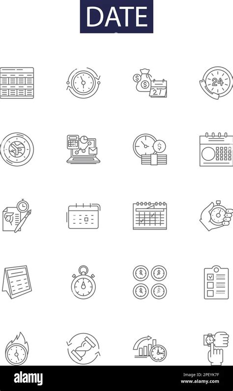 Date Line Vector Icons And Signs Calendar Dateline Appoint Due