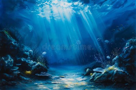 Sunlight Filters Through The Ocean Surface Highlighting The Dynamic