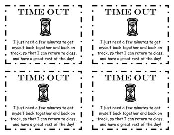 Time Out Cards by Designs by Debra | Teachers Pay Teachers