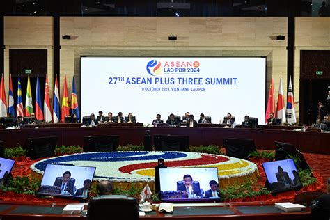 Secretary General Of Asean Briefs The 27th Asean Plus Three Summit On The Progress Of Asean Plus