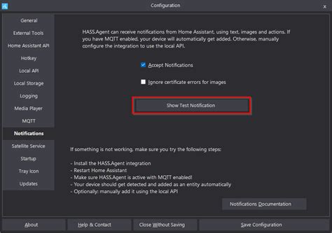 Notification Debugging Hassagent