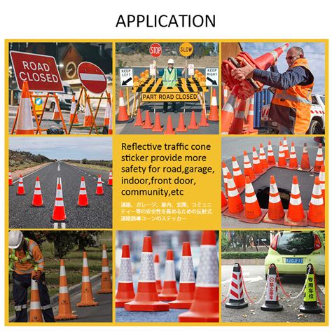 Voofeng 교통 원뿔 반사판 스티커 Diy 고가시성 자가 접착 반사 원단 스티커 도로 안전용 1 세트 2 개 도로 안전