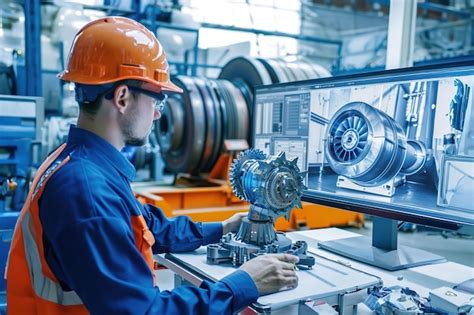 Premium Photo Engineers Analyze Digital Twin Simulation For Production Line Efficiency At