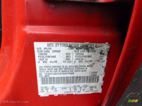 2001 Escape Color Code E4 For Bright Red Metallic Photo 91743208