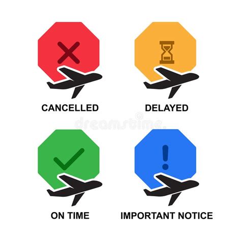 Flight Status Icons Isolated On Background Stock Vector Illustration Of Commercial Graphic
