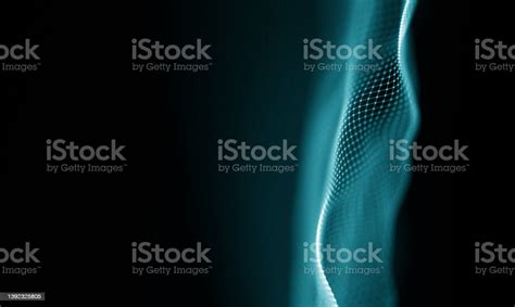 디지털 데이터 기술 물결 입자 음파 개념 빅 데이터 및 데이터 과학 파동 배경 3차원 형태에 대한 스톡 벡터 아트 및 기타