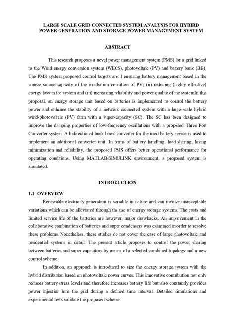 Large Scale Grid Connected System Analysis For Hybird Power Generation