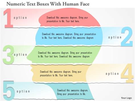0115 numeric text boxes with human face powerpoint template