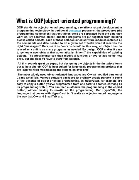 What Is Oopobject Oriented Programming What Is Oopobject Oriented