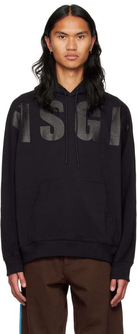 Msgm Black Printed Hoodie Msgm