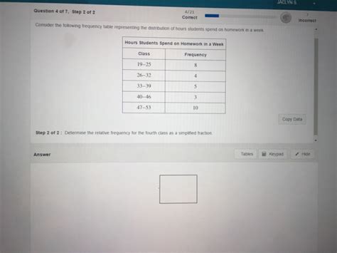 Solved Consider The Following Frequency Table Representing