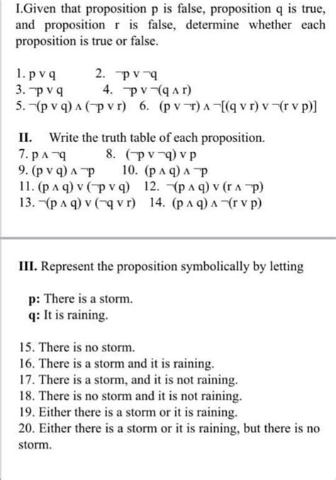 solved 1 given that proposition p is false proposition q is