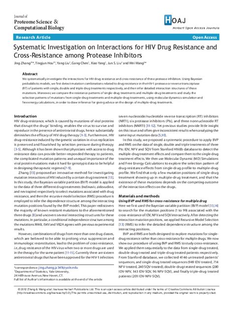 Pdf Systematic Investigation On Interactions For Hiv Drug Resistance And Cross Resistance