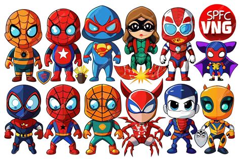 Premium Vector Cartoon Superhero Characters In Various Poses And Costumes