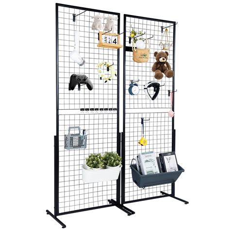 Vevor 2 X 5 6 Grid Wall Panels Tower 2 Packs Wire Gridwall Display Racks With T Base