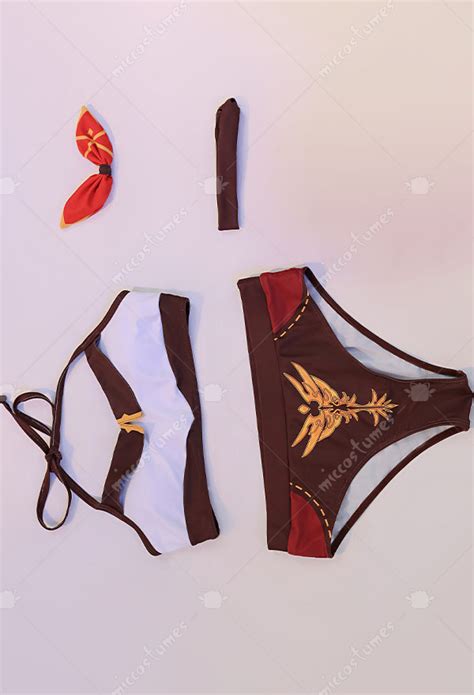 Genshin Impact Amber Swimsuit Halter Low Cut Top And Panty Set Two