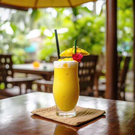 Premium Ai Image A Glass Of Orange Juice Sits On A Table With A