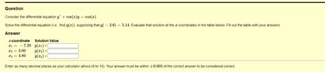 Solved Questionconsider The Differential Equation