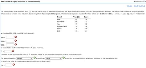 solved exercise 14 16 algo coefficient of determination