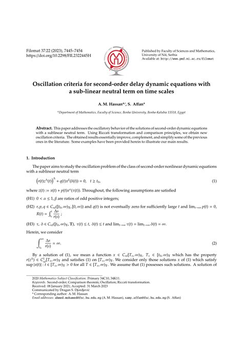 Pdf Oscillation Criteria For Second Order Delay Dynamic Equations