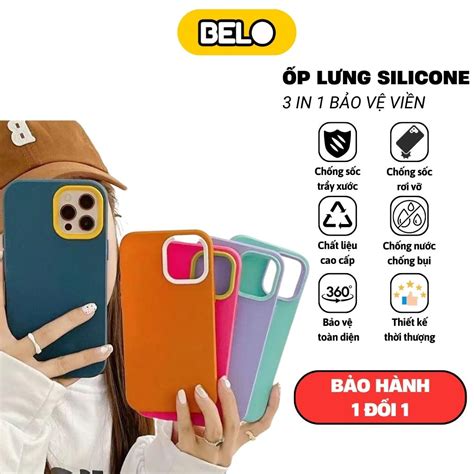 Ốp điện thoại Iphone Silicon siêu chống sốc 3 trong 1 cho 7plus 8plus x xs 11 12 13 14 pro max