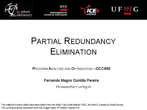 Partial Redundancy Elimination Program Analysis And Optimization Dcc