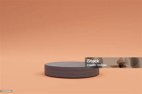 3d 디스플레이 연단 파스텔 오렌지 배경 아름다움 화장품 발표를 위한 자연 나무 최소 받침대 복사 공간 템플릿 3d 그림 0명에