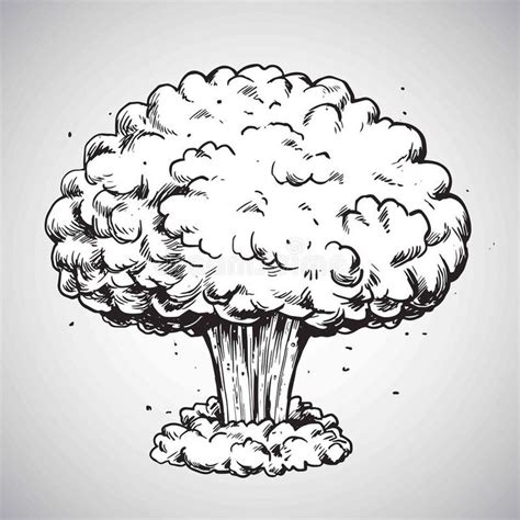 Nuclear Explosion Mushroom Cloud Drawing Illustration Vector Royalty
