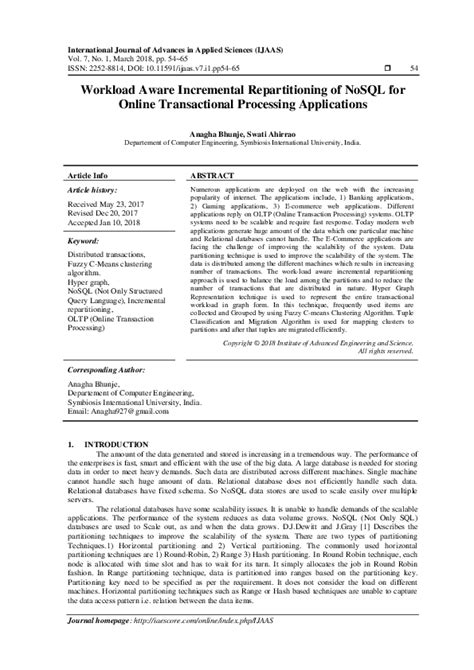 pdf workload aware incremental repartitioning of nosql for online
