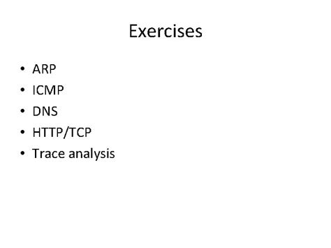 Exercises Arp Icmp Dns Tcp Trace Analysis Arp