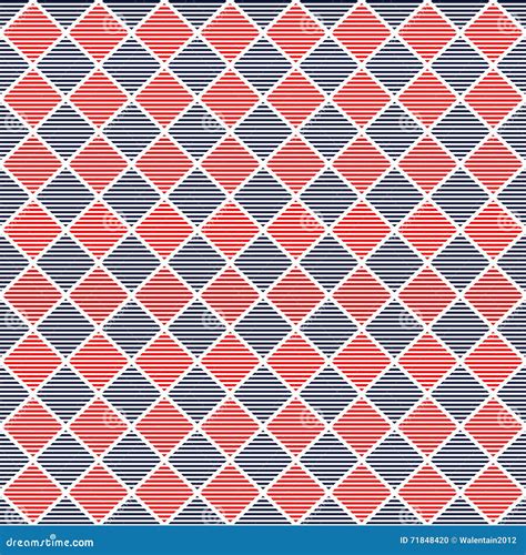 Seamless Vector Pattern Symmetrical Geometric Background With Red And Blue Lined Rhombus Stock